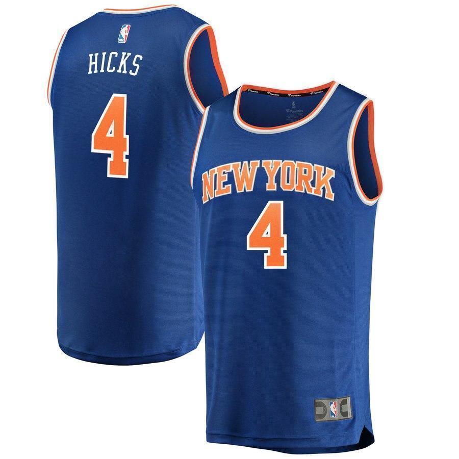 4-Isaiah Hicks New York Knicks Jersey Royal - Icon Edition – Drawer Black